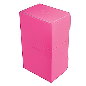 Gamegenic Galápagos Jogos Stronghold 200+ Convertible Deck Box | Double-Sleeved Card Storage | Card Game Protector | Nexofyber Surface | Holds up to 200 Cards | Pink Color | Made