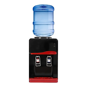 Top Loading Water Cooler Dispenser with Child Safety Lock, 3 or 5 Gallon Countertop Hot and Cold Water Dispenser - 304 Stainless Steel Liner, Ideal for Home, Bedside, Kids room (Black)