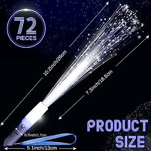 Jecery 72 Pieces White Fiber Optic Wands Glow Sticks LED Light up Wedding Wand with 3 Modes Flashing Sparklers for New Year Eve Birthday Wedding Bridal Shower Glow in The Dark Party Favors Supplies