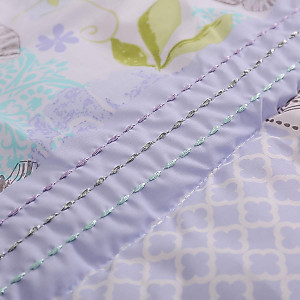 CribMATE 2 PCs Pink Butterfly Themed Nursery Crib Bedding Set 2 PCs Purple Butterfly Nursery Crib Bedding Set Embroidery Butterfly Baby Girl Bedding Cot Set Quilt + Fitted Sheet, 28 X 52