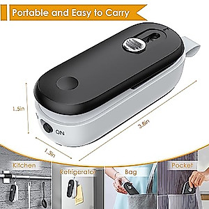 FEPPO Mini Bag Sealer, 2 in 1 Heat Sealer with Cutter, Chip Bag Sealer Heat Seal with Cutter Portable Resealer Machine for Plastic Bags Food Storage Snacks (Batteries Included)