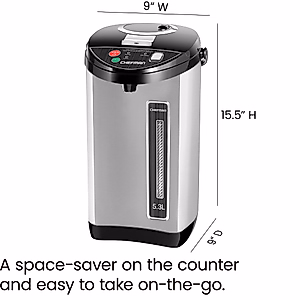 Chefman Electric Hot Water Pot Urn w/Auto & Manual Dispense Buttons, Safety Lock, Instant Heating for Coffee & Tea, Auto-Shutoff & Boil Dry Protection, Insulated Stainless Steel, 3.6L/3.8 Qt/20+ Cups
