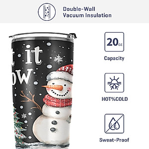 Jinhinox Christmas Let It Snow Coffee Tumbler Cups Insulated Tumblers Travel Coffee Mug Water Cup Bottle Stainless Steel Tumbler with Lid and Straw for Cold Ice Hot Drink Outdoor Women Men