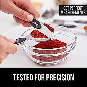 Gorilla Grip Box Grater and Measuring Spoons Set, Box Grater Has Built in Container, Measuring Spoons Set is Dishwasher Safe, Both in Black Color, 2 Item Bundle