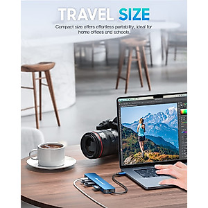 Hiearcool USB C Hub, MacBook Pro Adapter USB C Dongle, 7 in 1 USB C to HDMI Multi-port Adapter Compatible for USB C Laptops Nintendo and Other Type C Devices (Midnight Blue+Rose Gold)