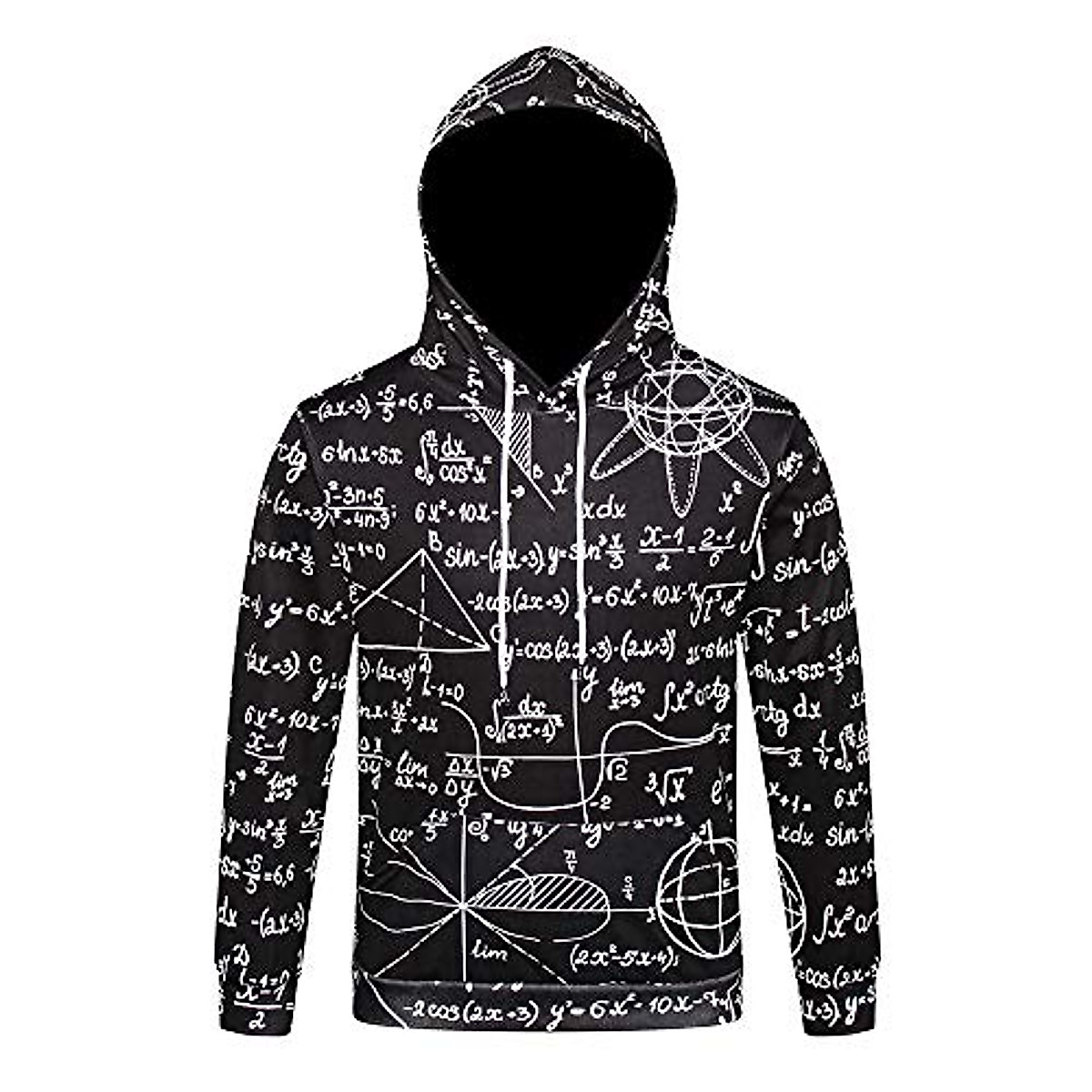 Cool Hoodies for Men, Thenlian Mens Autumn Winter 3D Math Formula Printing Long Sleeve Sweatershirt Top Blouse(Black, XL)