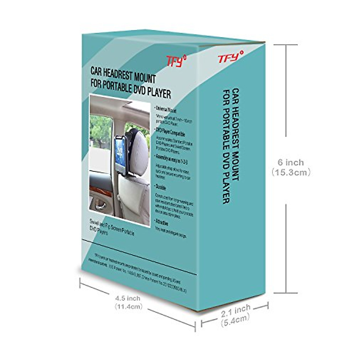 TFY Universal Car Headrest Mount Holder with Angle- Adjustable Holding Clamp for 7-9 Inch Swivel Screen Portable DVD Players, Black