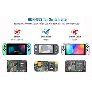 ElecGear 1 x Replacement Battery for Nintendo Switch Lite Console, HDH-003 Internal Rechargeable Li-ion Battery for Switch Lite HDH-001, 3.8V 3570mAh 13.6Wh with Repair Tool Kit