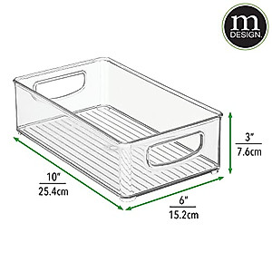 mDesign Small Plastic Office Storage Container Bins w/Handles for Organization in Filing Cabinet, Closet Shelf, Desk Drawers, Organizer for Notes, Pens, Pencils - Ligne Collection, 4 Pack - Clear
