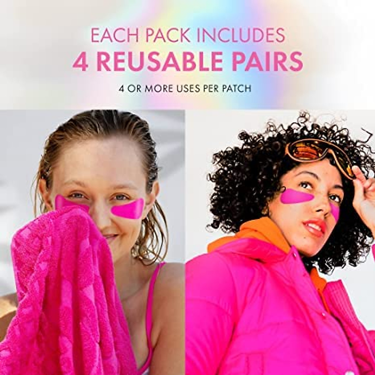 Sun Patch, Reusable Under Eye Sunblock Patches, 100% Silicone Sunscreen Under Eye Patches for UV Protection, Face Stickers with UPF 50, 3 Pack/12 Pairs, 3 Colors