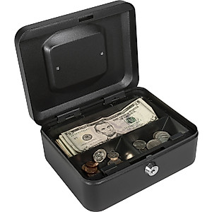BARSKA 8-Inch Cash Box with Key Lock, Black