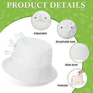 Xtinmee 36 Pcs Washed Cotton Bucket Hats Bulk Packable Unisex Trendy Lightweight Travel Summer Sun Hats for Women Men (White)