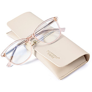Madison Avenue Square Vintage TR90 Blue Light Blocking Reading Glasses for Women with Case, Anti Glare/Eyestrain Computer Readers Transparent Brown 2.5