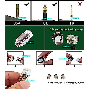 YUERWOVER 4 Pack LED Bike Wheel Lights Car Tire Valve Stems Caps Bicycle Motorcycle Waterproof Tyre Spoke Flash Light Cool Reflector Accessories for Men Women Kids (Red)
