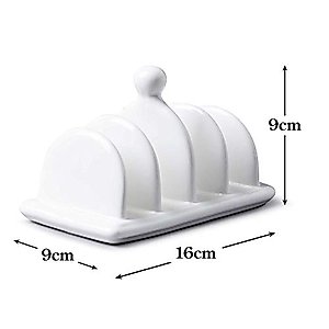 WM Bartleet & Sons 1750 Traditional Porcelain 4 Slot Toast Rack with Carry Handle/Knob– White