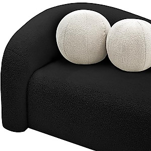 Meridian Furniture 186Black-S Kali Collection Modern | Contemporary Sofa with Soft Black Faux Shearling Teddy Fabric, Curved Back, 86" W x 33" D x 27" H, Black