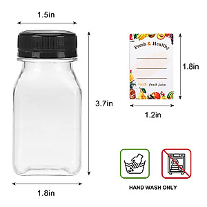 Moretoes 64pcs 4oz Plastic Juice Bottles with Caps, Mini Shot Bottles with Caps, 4 Oz Small Plastic Juice Containers with Lids and Label, Funnel and Brush, Reusable Plastic Bottles for Juicing