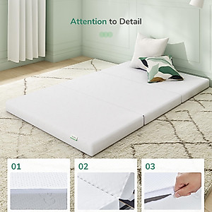 Novilla Folding Mattress Full Size, 4 Inch Responsive Comfort Foam Foldable Mattress Full with Breathable & Washable Cover, Pain Relief & Support, Portable Trifold Mattress Topper for Floor, Camping
