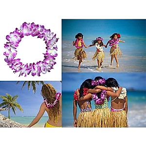 12 Pcs Thicken 41 Inch Purple Hawaiian Leis for Graduation Party, Dance Party, Photo Prop in Outdoors (12 Pcs)