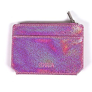 Fida&Moon Glitter Girl Small Wallet RFID Blocking Coin Purse Clip Card Holder (Glitter Pink)