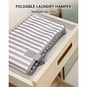 MULISOFT 90L Laundry Hamper with Handles & Zipper, Collapsible Large Laundry Basket, Foldable Clothes Hamper for Laundry, Dorm, Nursery, Bedroom, Travel, Storage for Toys, Blankets, Clothes, Grey