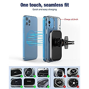 Magnetic Wireless Charger with QC3.O car Adapter WAITIEE Car Charger Mount for iPhone 14/13/12 Series with Air Vent Phone Holder 360° Adjustable Fast Car Charging