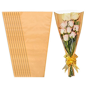 JOYIT Flower Bags for Bouquets, 50PCS Flower Wrapping Papers 9.8in x 18in, Kraft Flower Wrapping Bags, Floral Wrapping Paper Flower Sleeves for Floral bouquets Packaging