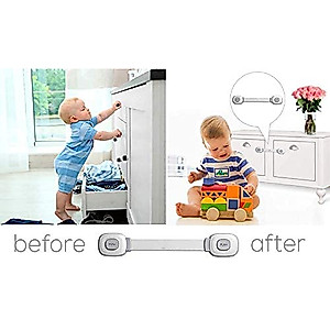 Baby Safety Cabinet Locks | Baby Proofing | Easy To Install | Cabinet Locks | Refrigerator Lock | Edge Protectors | Drawer Locks Child Safety | Door Locks for Kids | Door Latch (Locks and Corners)