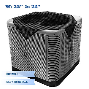 E&K 32"x32" Outdoor AC Unit Cover Air Conditioner Compressor Mesh Top Cover for Outside with Bungee Cords Protect from Leaf Dust and Debris