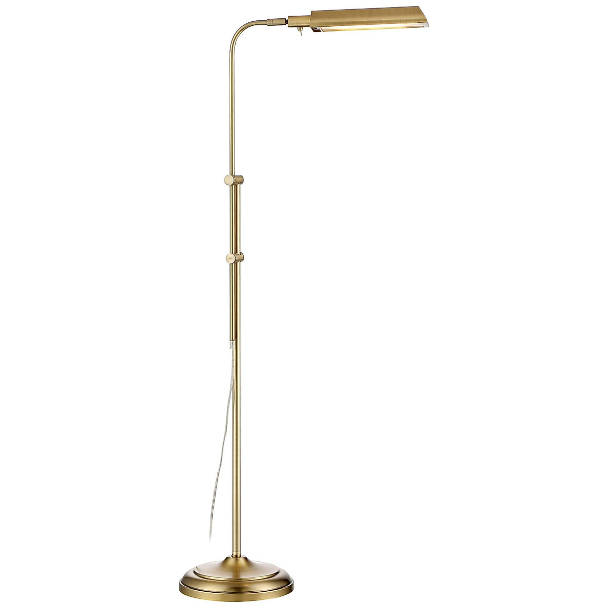360 Lighting Culver Traditional Pharmacy Floor Lamp Standing LED Adjustable Height Plated 57" Tall Aged Brass Metal Shade Pole Light for Living Room Reading House Bedroom Home Decor