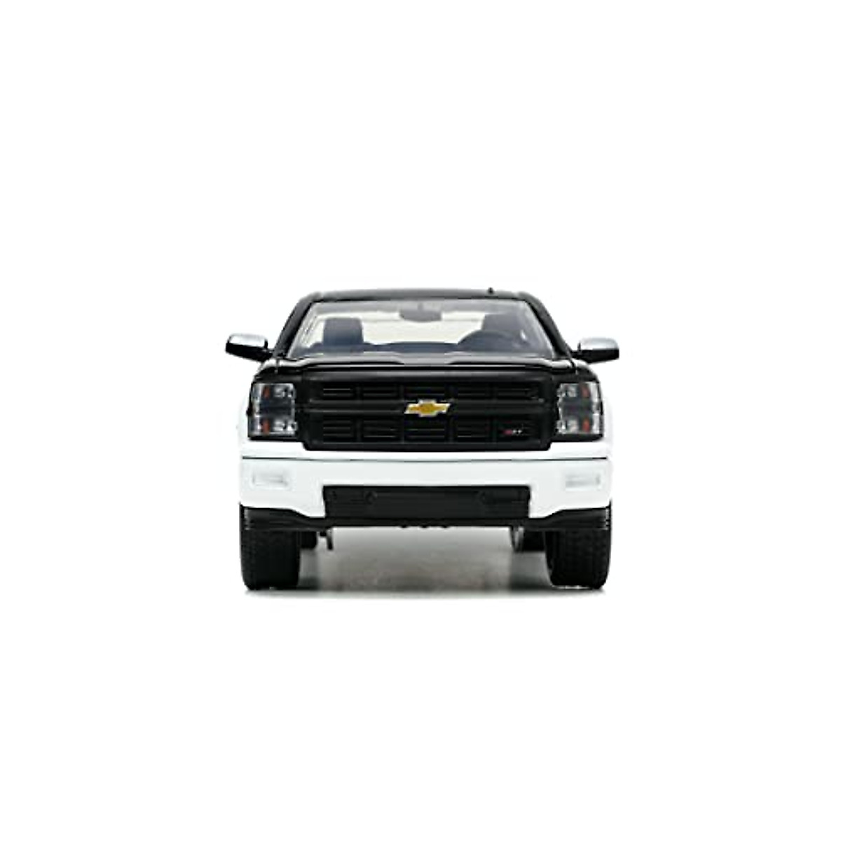 Jada Toys Just Trucks 1:24 2014 Chevy Silverado Z-71 Die-cast Car Black/White with Tire Rack, Toys for Kids and Adults