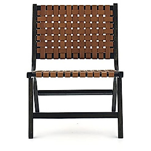 Signature Design by Ashley Fayme Mid Century Modern Leather Accent Chair, Brown & Black