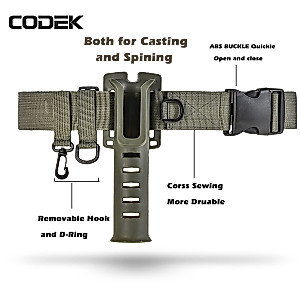 CODEK Adjustable Fishing Rod Holder, Black/Khaki/Green, Plastic, 19cm/7.48in Wide