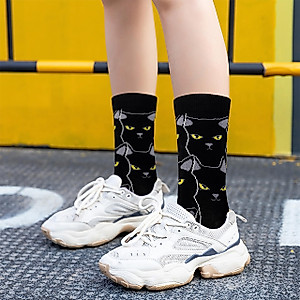 Belloxis Black Cat Socks for Women - Cat Lovers Gifts, Cozy Boot Socks, Cute Slouch Socks for Girls, Comfy Birthday Gifts for Teenage Girls