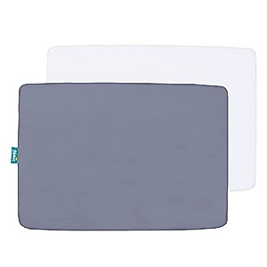 Pack and Play Sheets Fitted, 2 Pack Portable Playard | Mini Crib Sheets, Ultra Soft Microfiber Pack N Play Sheet, White & Grey, Preshrunk