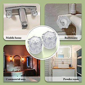 ZephyrJazz Shower Knob Replacement, Compatible with Phoenix Mobile Home Sink Tub Shower, Acrylic Bathtub Knobs Parts, Clear Faucet Handles with 17pt Spline Point Broach Center Hole(1 Pair)