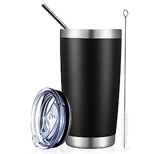 COMOOO 20oz Tumbler Stainless Steel Insulated Travel Mug Vacuum Double Wall Coffee Cup for Hot Beverage and Cold Drinks,Home and Outdoor（Black, 1 Pack）