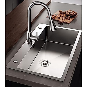 Single Bowl Stainless Steel 304 Kitchen Sink, Rectangular, with Drain Strainer and Accessories,Sink Drop-in Or Undermount