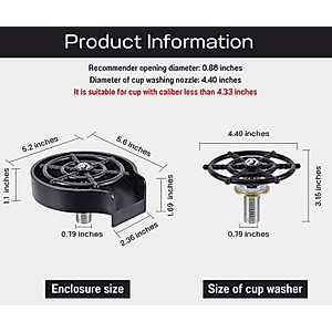 EME Cup Rinser for Sink, Stainless Steel, Bottle Cleaner Sink Attachment, Kitchen Sink Glass Rinser, Cup Washer, Automatic Glass Washer Rinser Tool, Black Glass Sink Kitchen, 5.1x5.4x3 (BM-JC01)