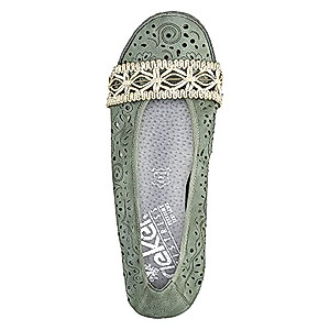Rieker Women's Ballet Flats, Green 52, 7