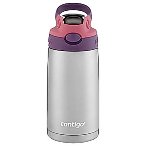 Contigo Kids Stainless Steel Water Bottle with Redesigned AUTOSPOUT Straw, 13 oz, Eggplant & Punch & Kids Stainless Steel Water Bottle with Redesigned AUTOSPOUT Straw, 13 oz, Taro & Juniper