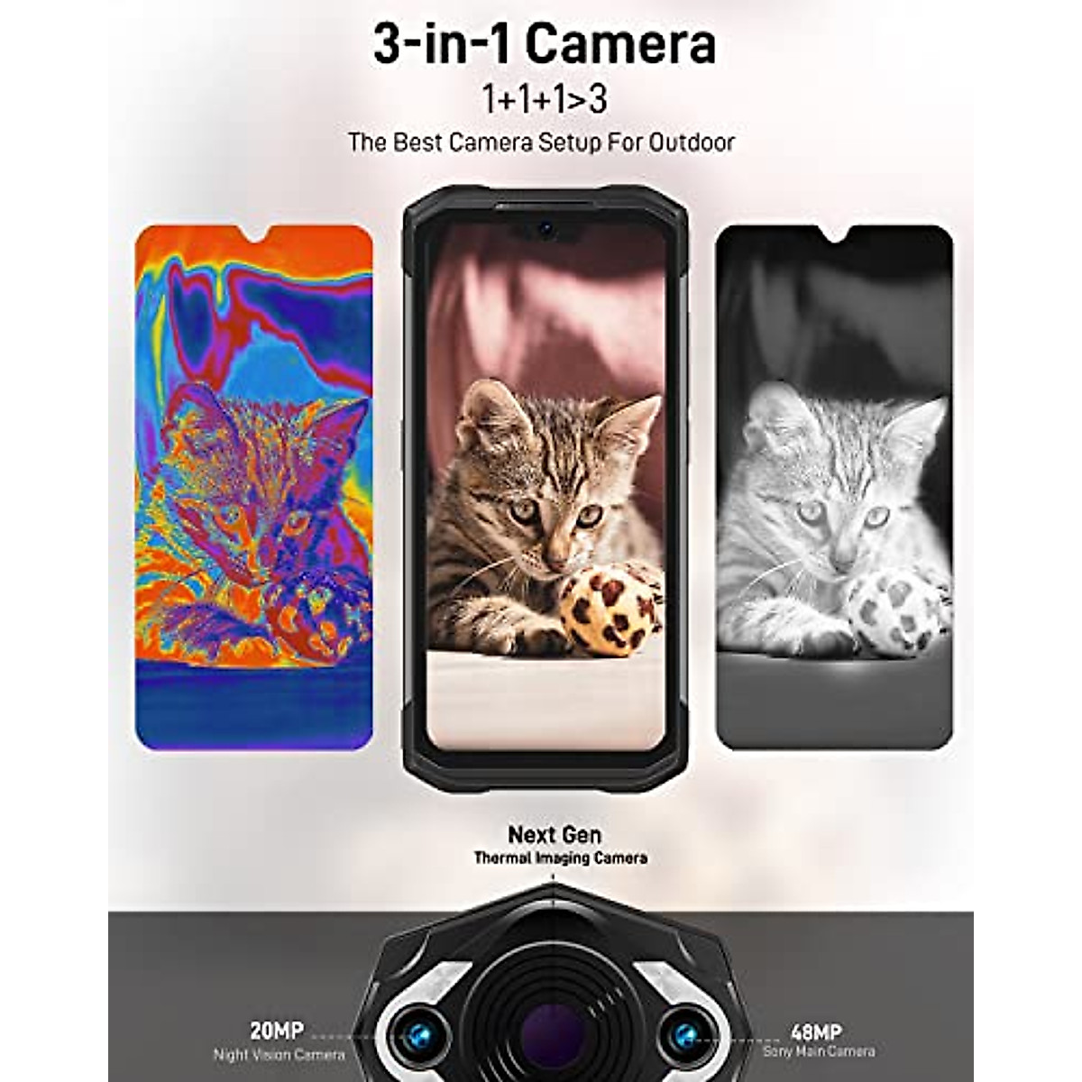 DOOGEE S98 PRO Rugged Smartphone, 8GB+ 256GB Android 12, Thermal Imaging Camera, 48MP 20MP Night Vision Camera, 6000mAh Big Battery, FHD IP68 Waterproof Cell Phone, NFC