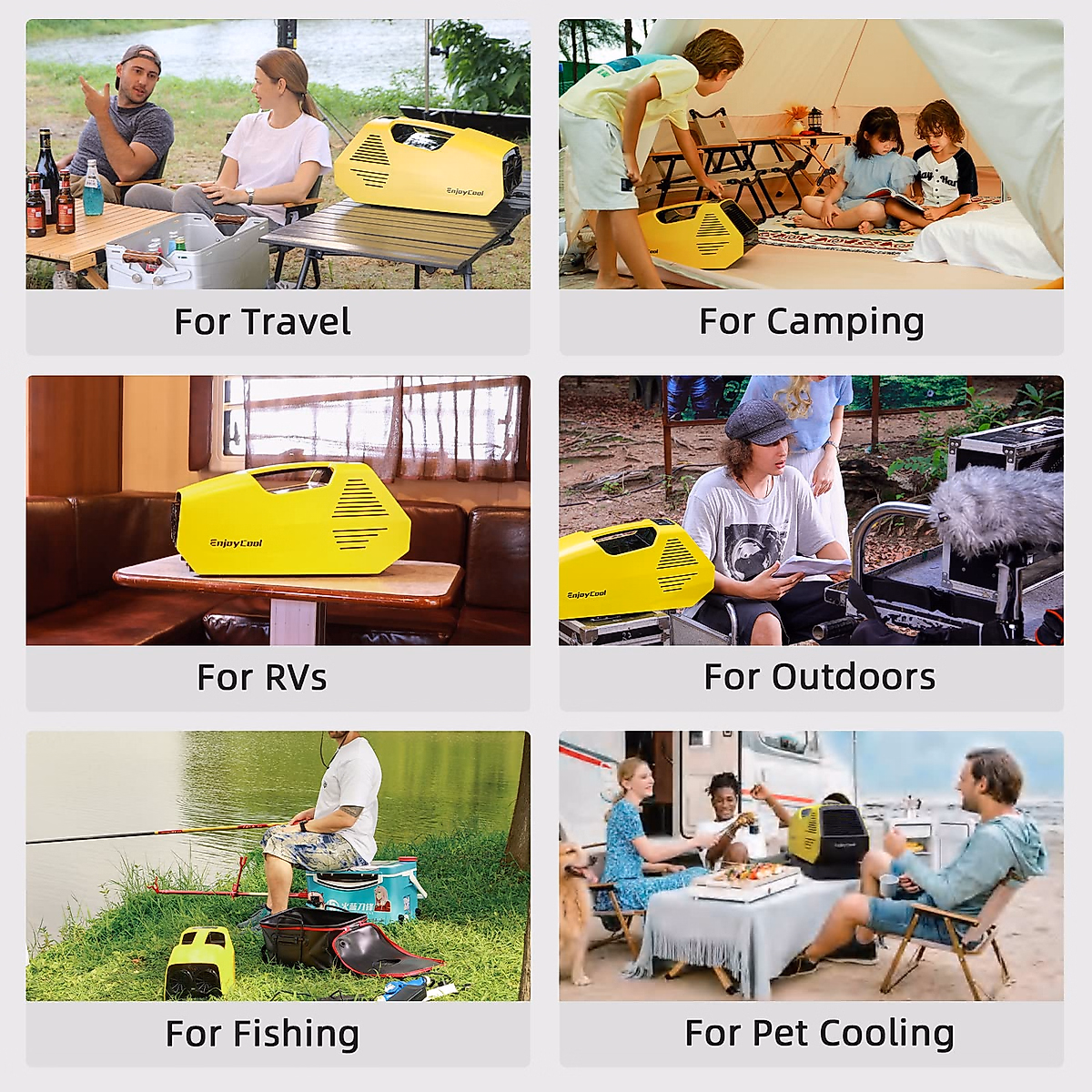 Portable Air Conditioner for Camping, EnjoyCool 2380BTU Camping Tent Air Conditioner, 240W Low Power Consumption AC Outdoor Air Conditioner, Portable AC for Camping Tent,RVs,and Travel