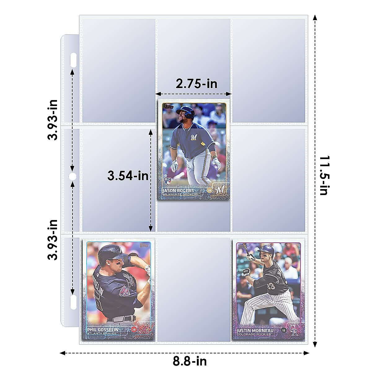 450 Pockets Trading Card Sleeve Pages, Double-Sided Baseball Card Binder Sheet Protector for 3 Ring Binder, Baseball Card Sleeves for Sports, Game, MTG YuGiOh, Standard Cards Business Cards(Clear)