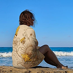 My Little Nest Bath Towels Soft Absorbent Bathroom Towel Honey Bees Wildflowers Retro Quick Dry Bath Towel Large Shower Towels Lightweight Hand Towels 31" x 51"