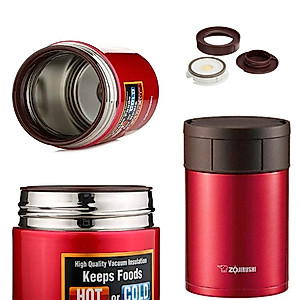 Zojirushi Stainless Steel Food Jar, 19 oz/0.55 L, Metallic Red