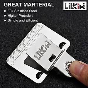 LitKiwi 2PCS Double Scale Measuring Tape Clip,304 Stainless Steel Corner Measuring Tool,Tape Accurately Position Measure Tool,Fixed Point Measurement,Corners Clamp Precision Marking Tool