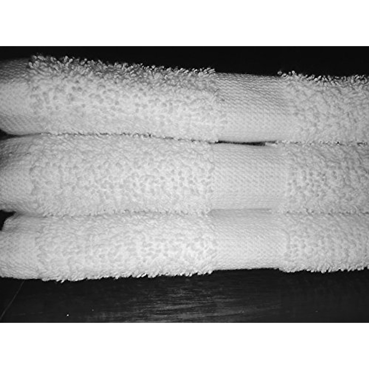 120 NEW WHITE SPA GYM SALON HAND TOWELS CAM BORDER 100% COTTON 15X25 2.25LBS/DZ