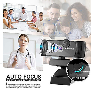 RERBO Camera and Microphone for Desktop Computer, AutoFocus 1080p Webcam with Tripod Stand and Privacy Cover FHD USB Web Camera for Video Conferencing Webcast 120-degree Wide Angle