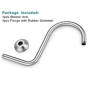 BESTILL 13 Inch S Shape Shower Head High Rise Extension Shower Arm and Flange, Brushed Nickel